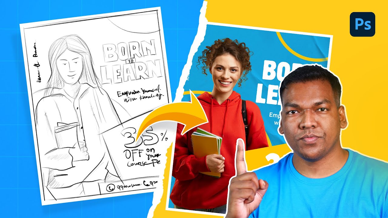 From Sketch to Stunning : Poster Design Tutorial | Hindi - YouTube