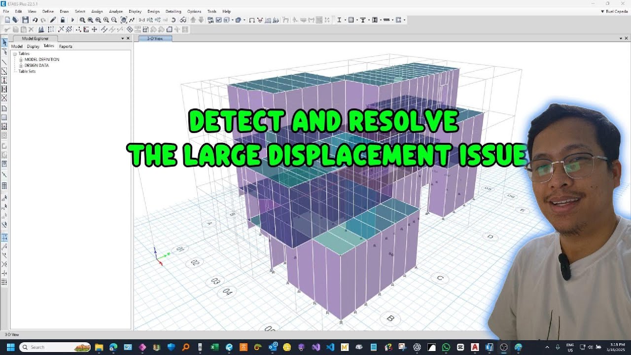 Detect and Resolve the Large Displacement Issue | CSI ETABS Tutorial ...