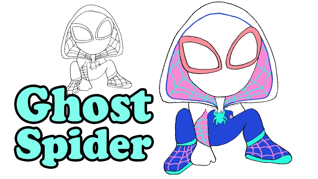 Draw Ghost Spider🕷️Easy tutorial🕷️Marvel's Spidey and his Amazing ...
