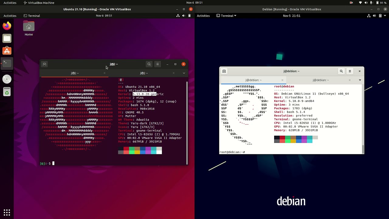 Ubuntu 20.10 vs Debian 11: Comparing Stuff - YouTube