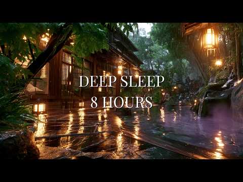 Rainy Japanese Onsen ♨️ Deep Sleep Ambience | 8 Hours