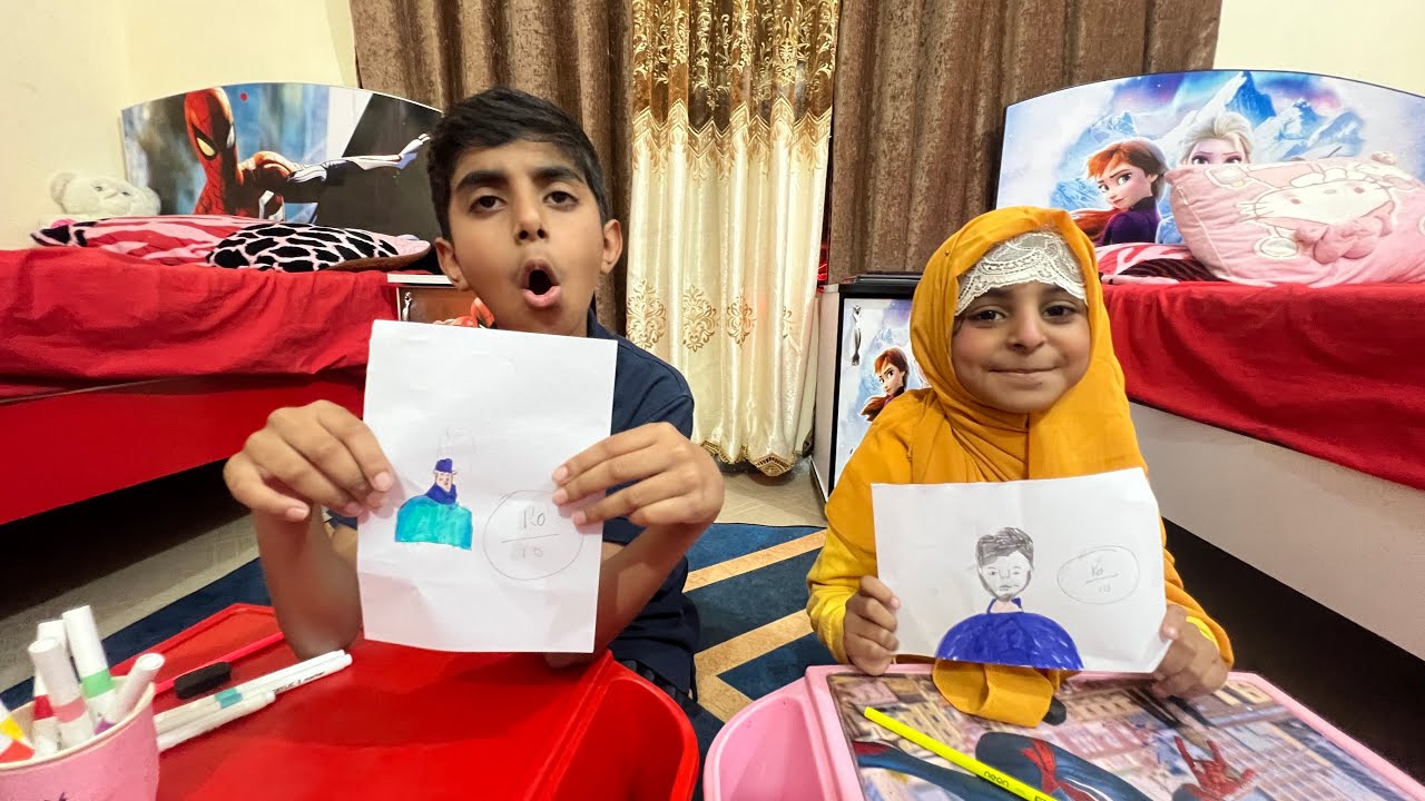Drawing challenge between siblings | AASHIR AND SHIZA drawing challenge ...