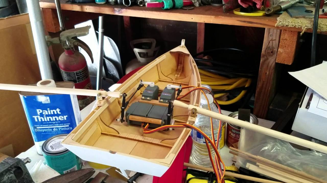 RC rowboat system test #1 - YouTube