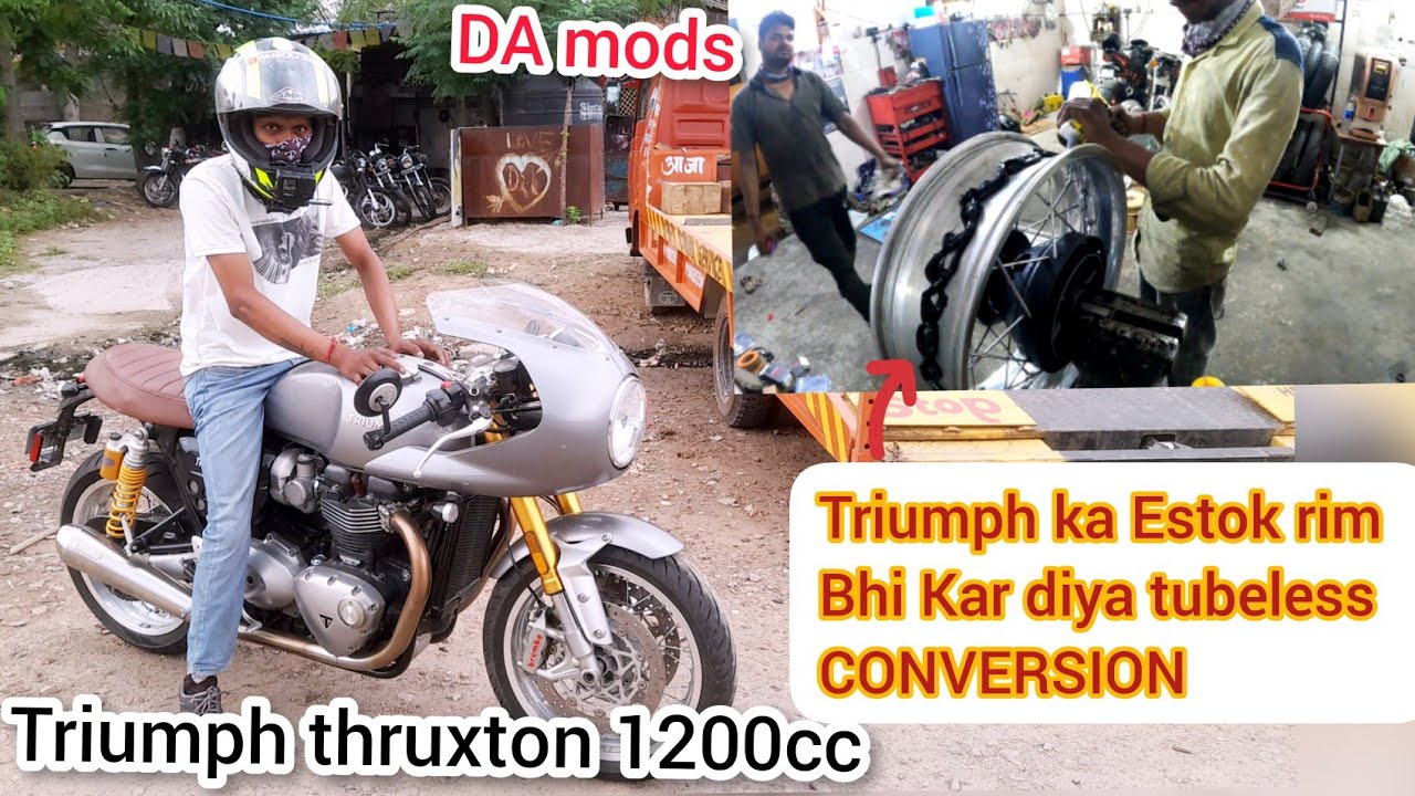 #triumphthruxton 1200cc|ka stock rim tubeless CONVERSION|WAY2SPEED kit ...