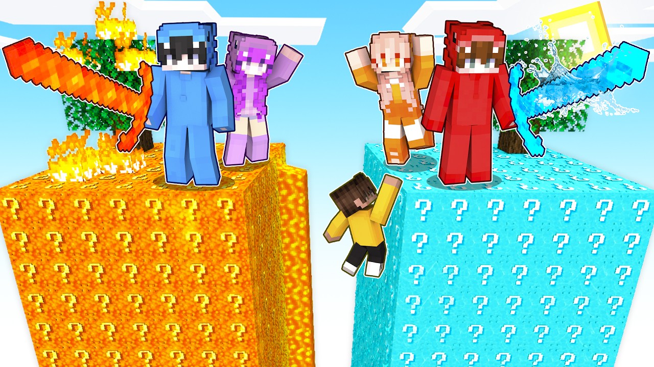 MUNDO de LUCKY BLOCKS LAVA vs LUCKY BLOCKS AGUA (Minecraft) - YouTube