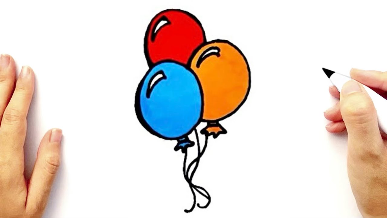 How to draw a cute balloon or balloons - YouTube