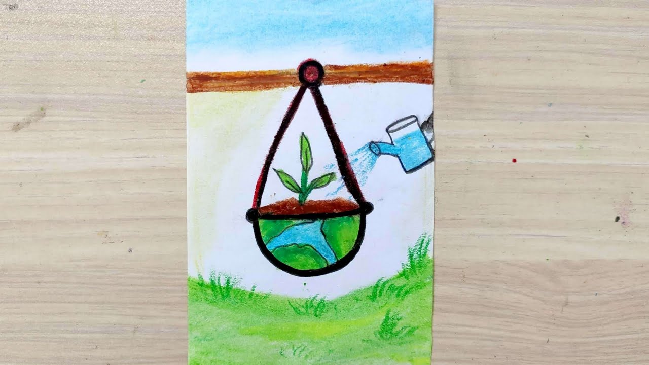World environment day drawing easy | How to draw save tree in easy way ...