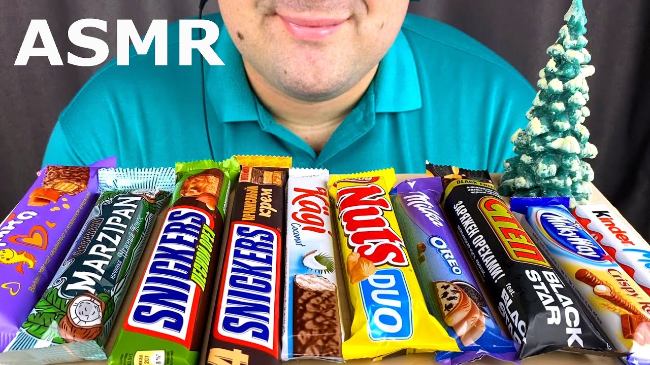 ASMR Chocolate Candy Bars (Snickers, Kinder, Oreo, Milka, Milky Way ...