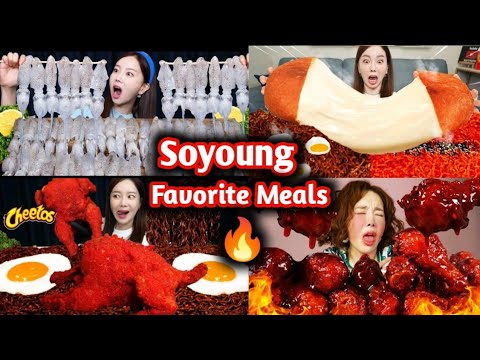 ASMR MUKBANG 🔥||Soyoung trying her favorite meals😯🥵 || soyoung is Dora ...