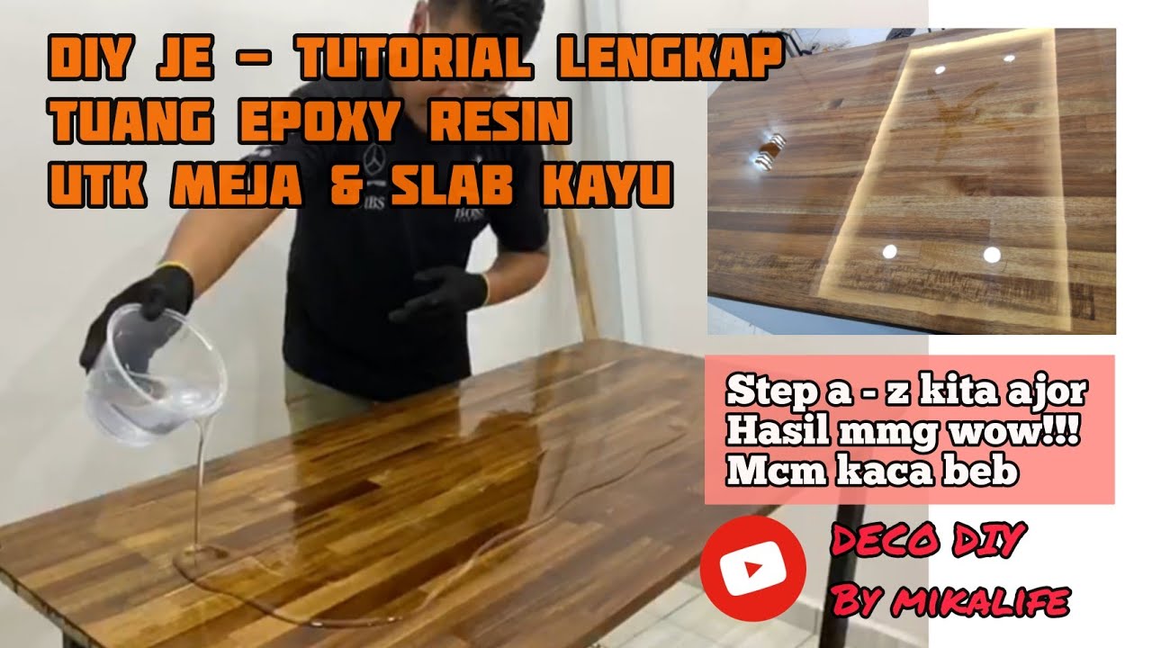 Table top epoxy tutorial / cara epoxy table top / bahasa malaysia - YouTube