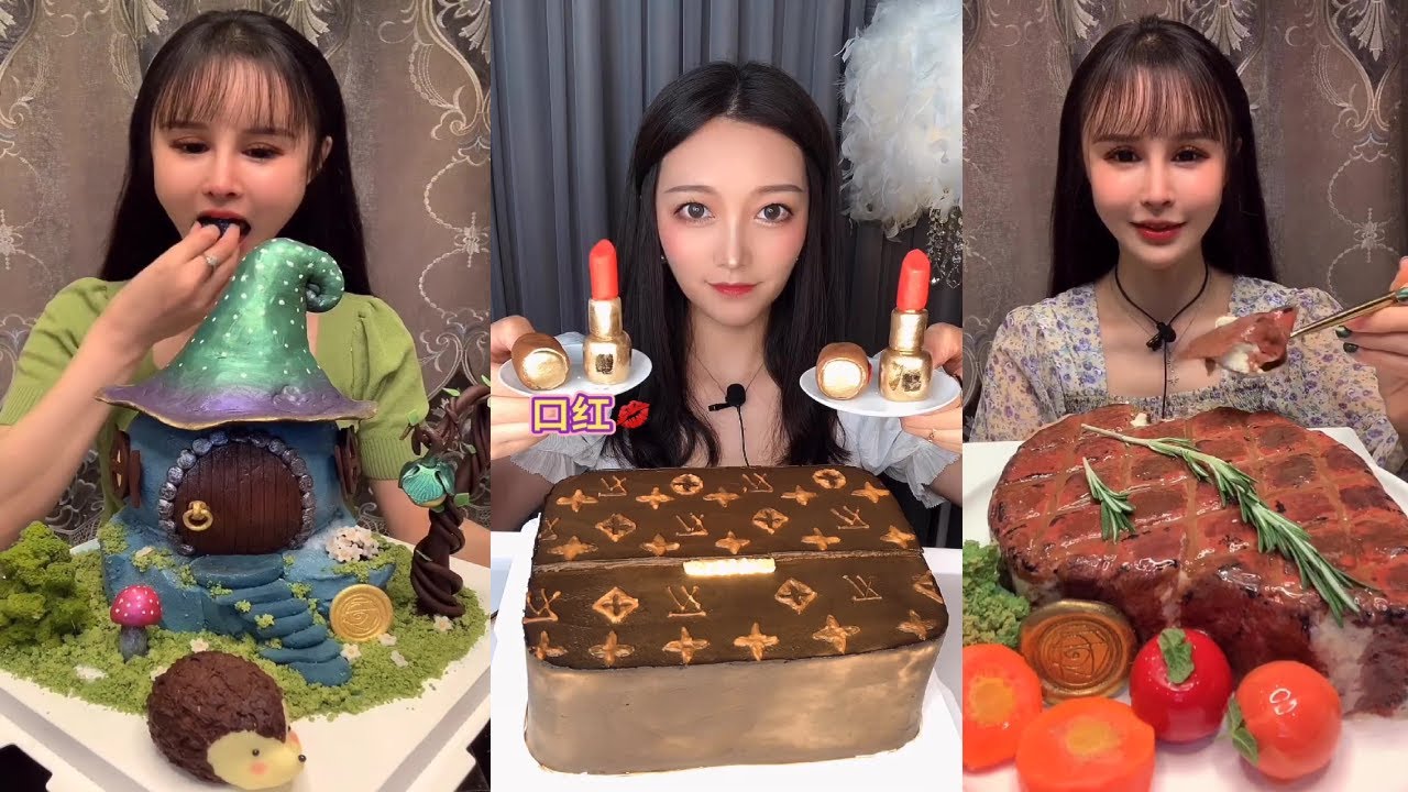 ASMR | MUKBANG 먹방 食べ放送 COMIENDO | EATING CAKES (AMAZING SHAPES ...