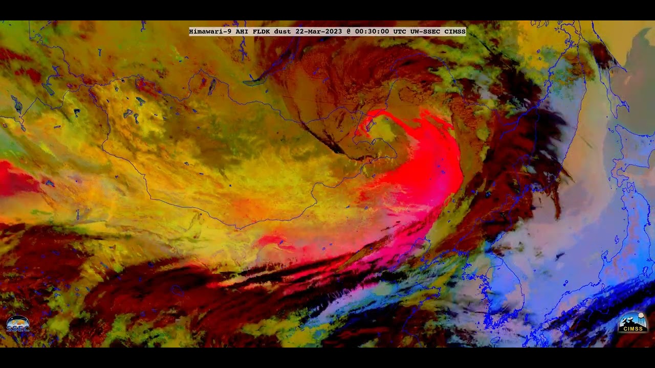 Satellite View of Asian Dust Storm - YouTube