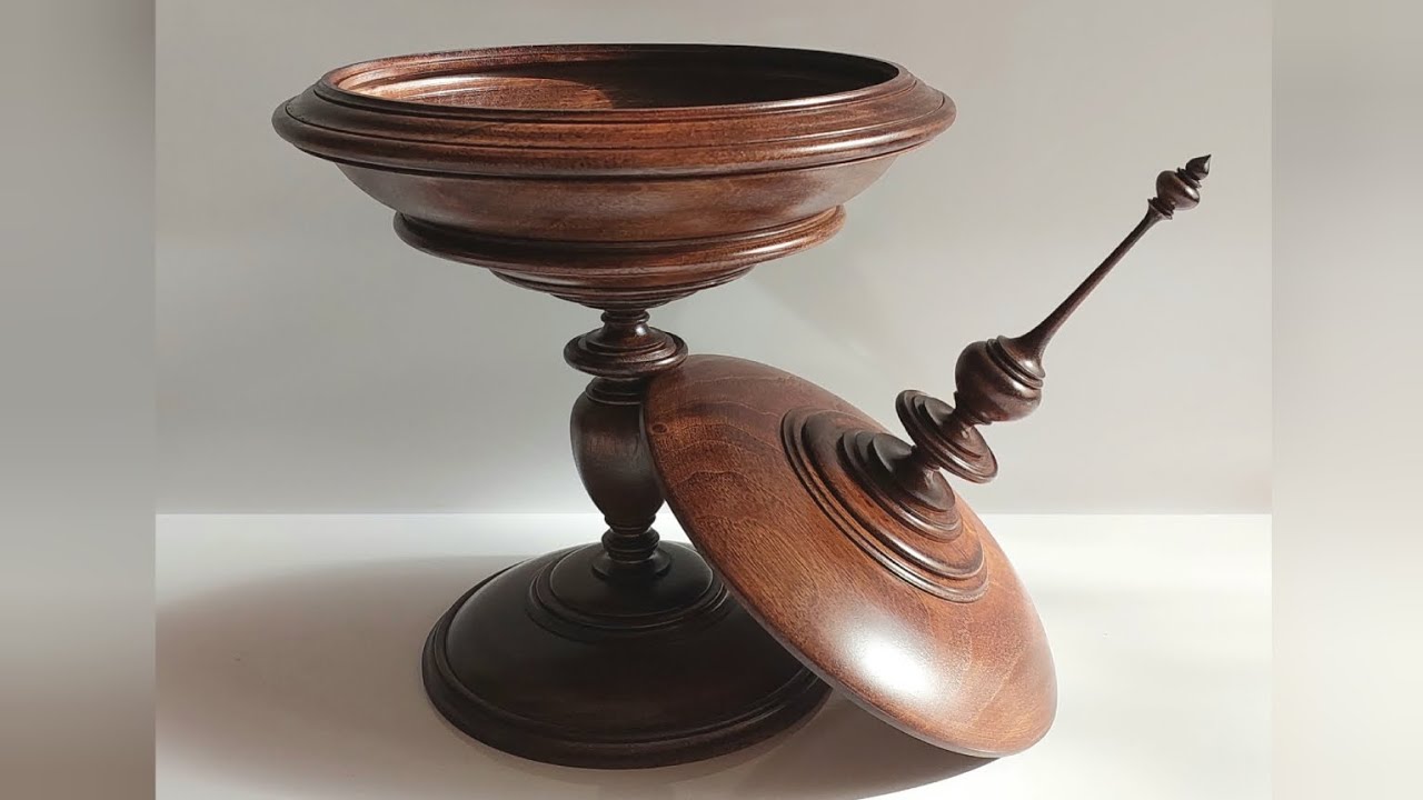 Woodturning wooden container made of walnut wood - YouTube