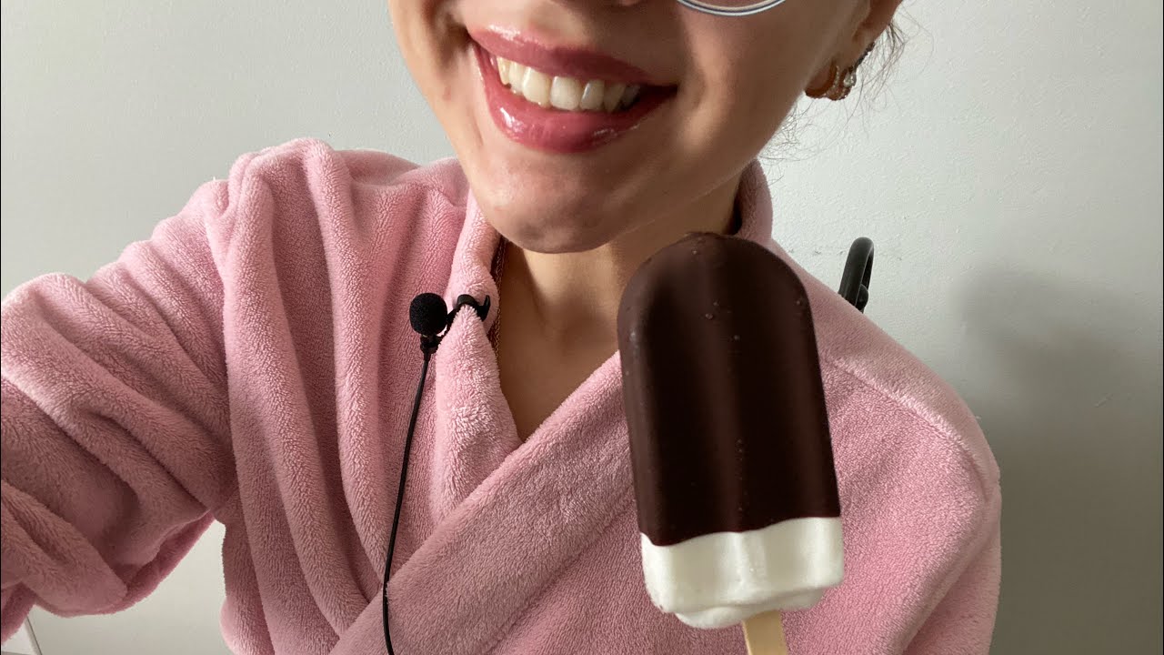 ASMR Eating Chocolate Covered Coconut Popsicle - YouTube