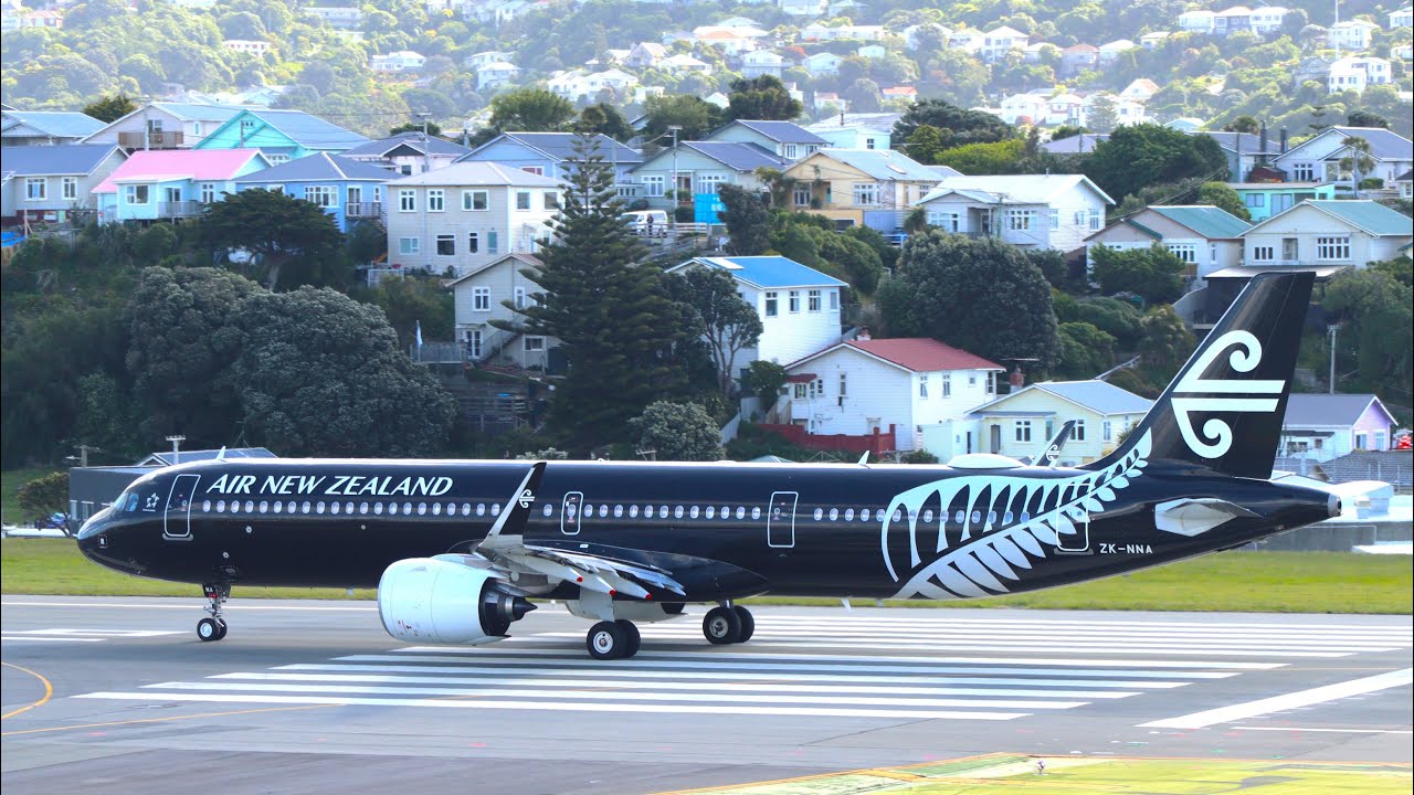 Air New Zealand All Black A321 Neo departing Wellington! - YouTube