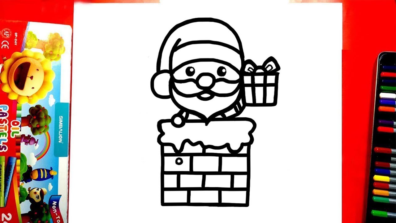 How to draw Santa in the chimney | How to draw Santa in the chimney ...