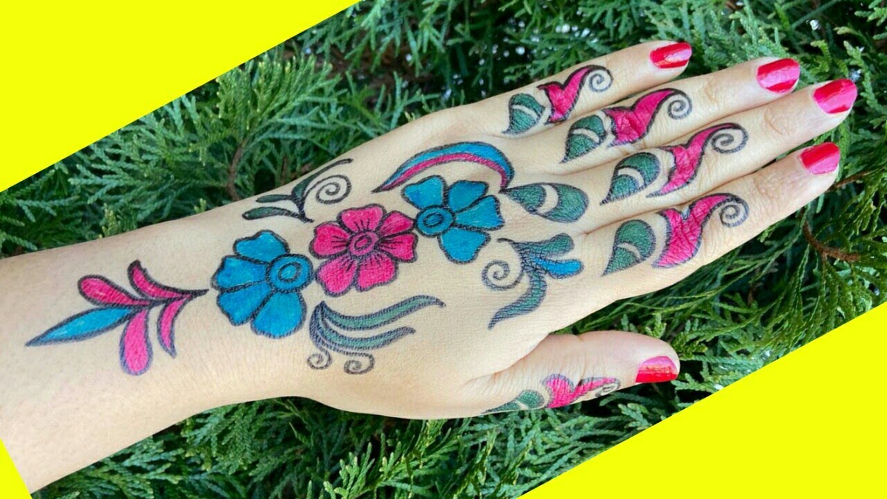 Color mehandi design|| Color henna design||Colour Mehndi Design ep.29 ...
