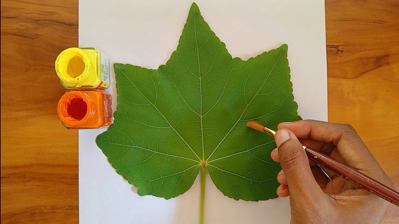 Elephant Sunset drawing with acrylic painting | painting on leaf 🍃 ...