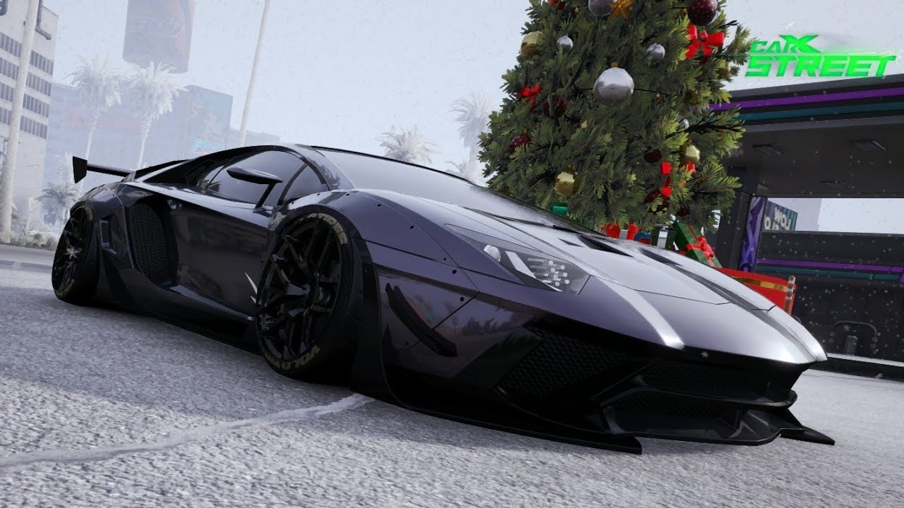 LAMBORGHINI AVENTADOR DRIVEING IN SNOWFALL -- CHRISTMAS BODYKIT - YouTube