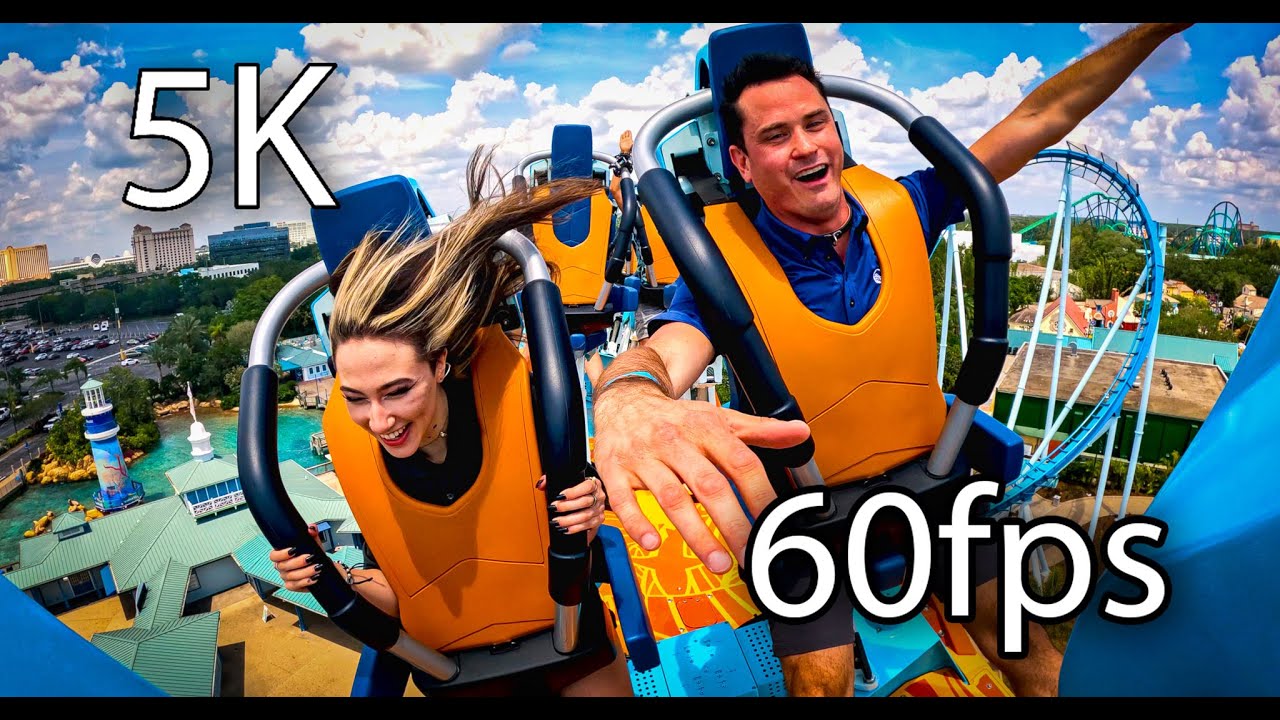 Pipeline: The Surf Coaster front seat on-ride reverse ridercam 5K POV ...