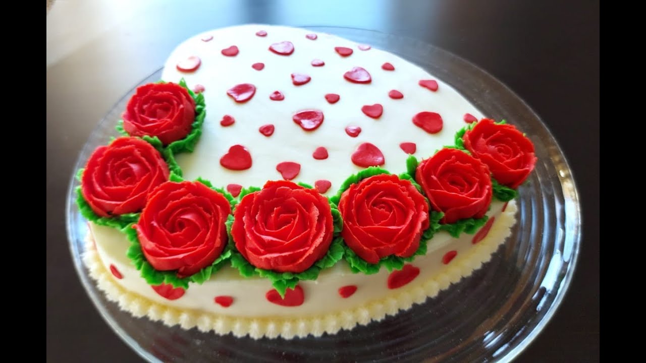Ribbon cake covered and decorated with butter icing (සරල පහසු බටර් ...