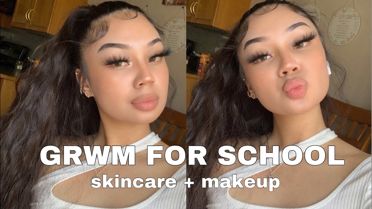 GRWM FOR SCHOOL - skincare + makeup routine - YouTube