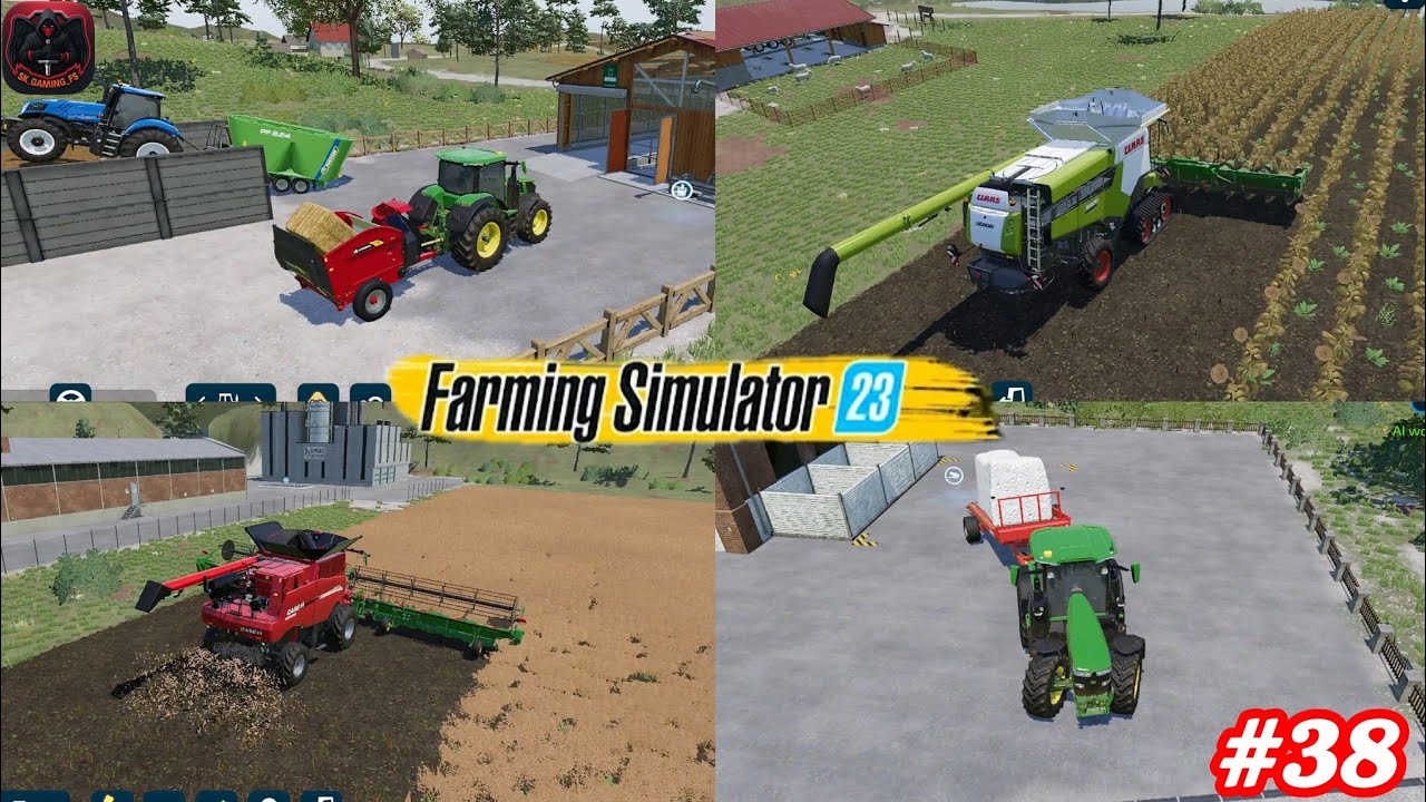 Let's Play Fs23 Neubrunn- SUNFLOWER 🌻 HARVESTING WITH CLASS HARVESTER ...