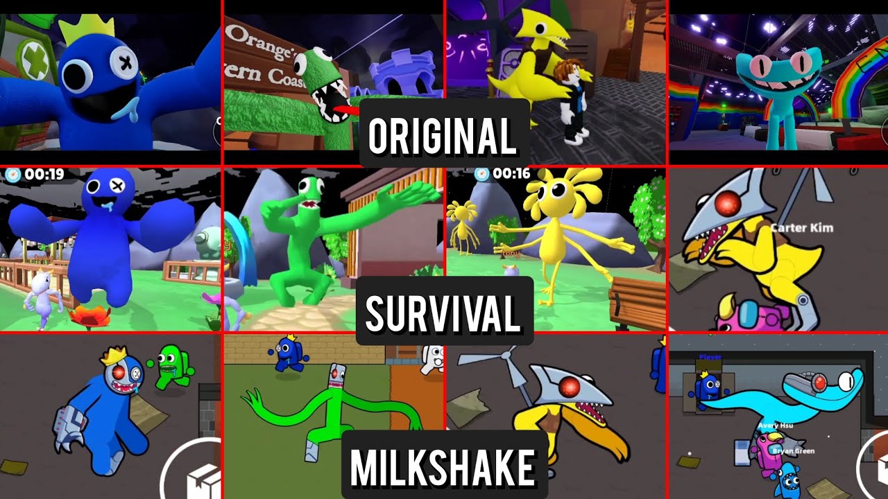 rainbow friends chapter 2 vs milkshake vs survival rainbow friends - YouTube