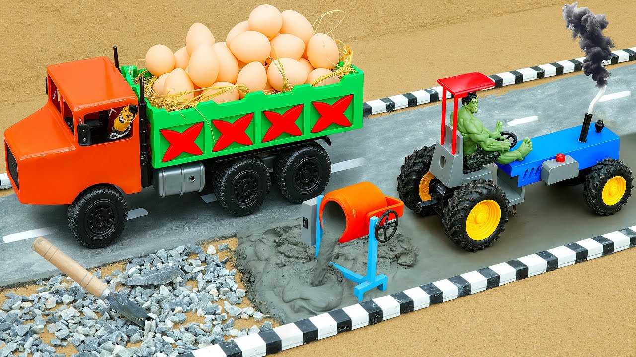 Diy tractor mini Bulldozer to making concrete road | Construction ...