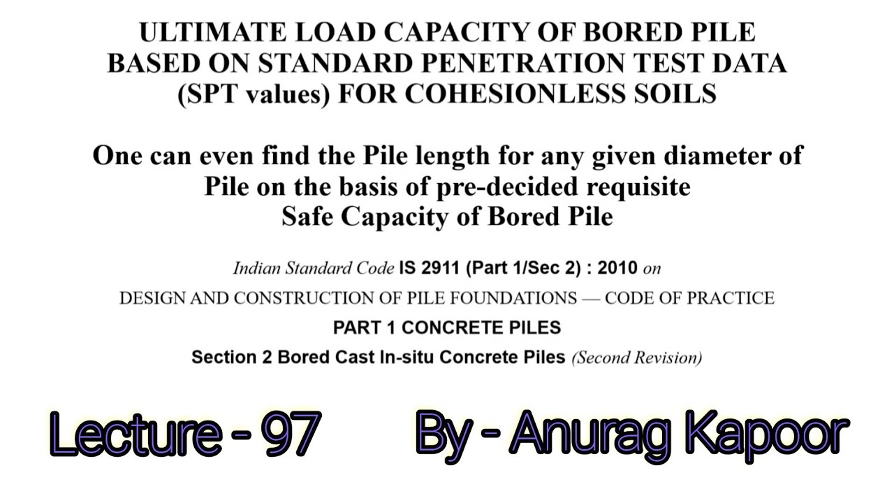 Ultimate Load Capacity of Bored Pile based on Standard Penetration Test ...