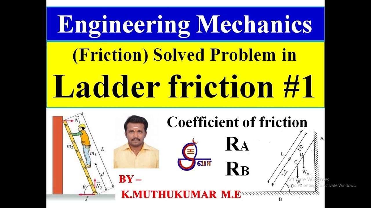 EM | Ladder friction | Solved problem 1 | Engineering Mechanics ...