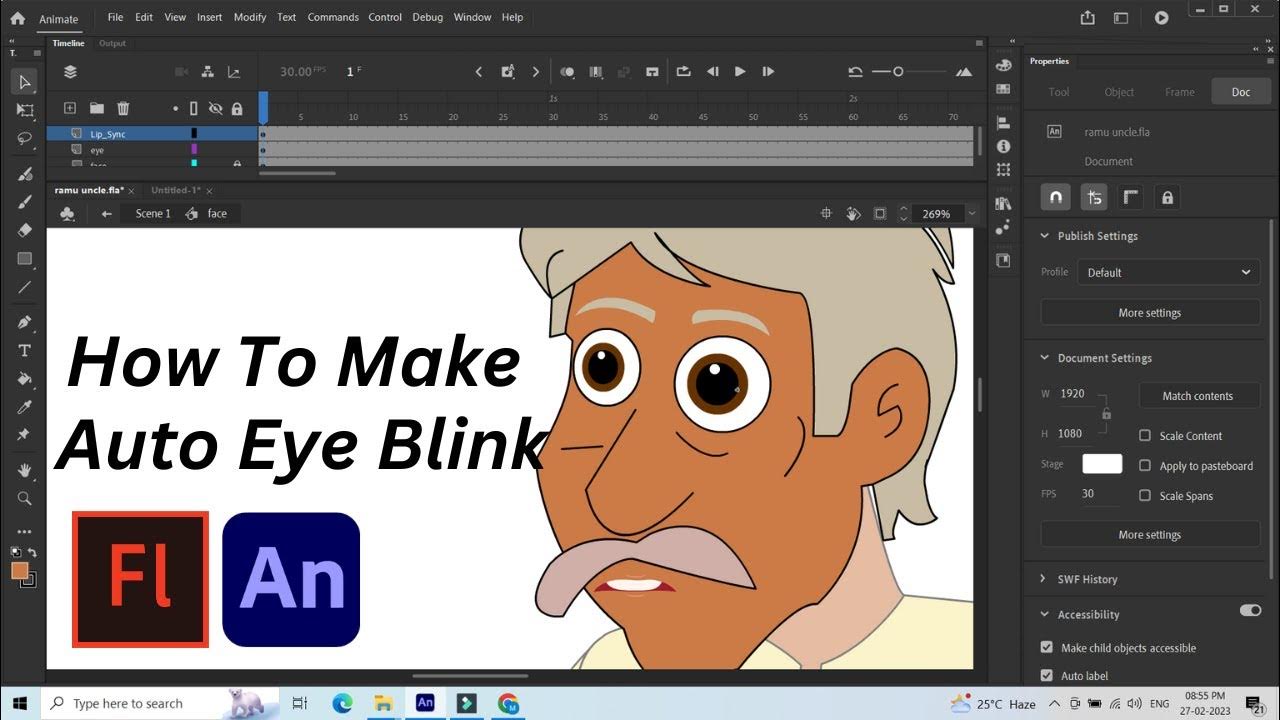 How To Make Eye Blink In Adobe Animate cc || Simple Eye Blink Cartoon Character || Animate ...