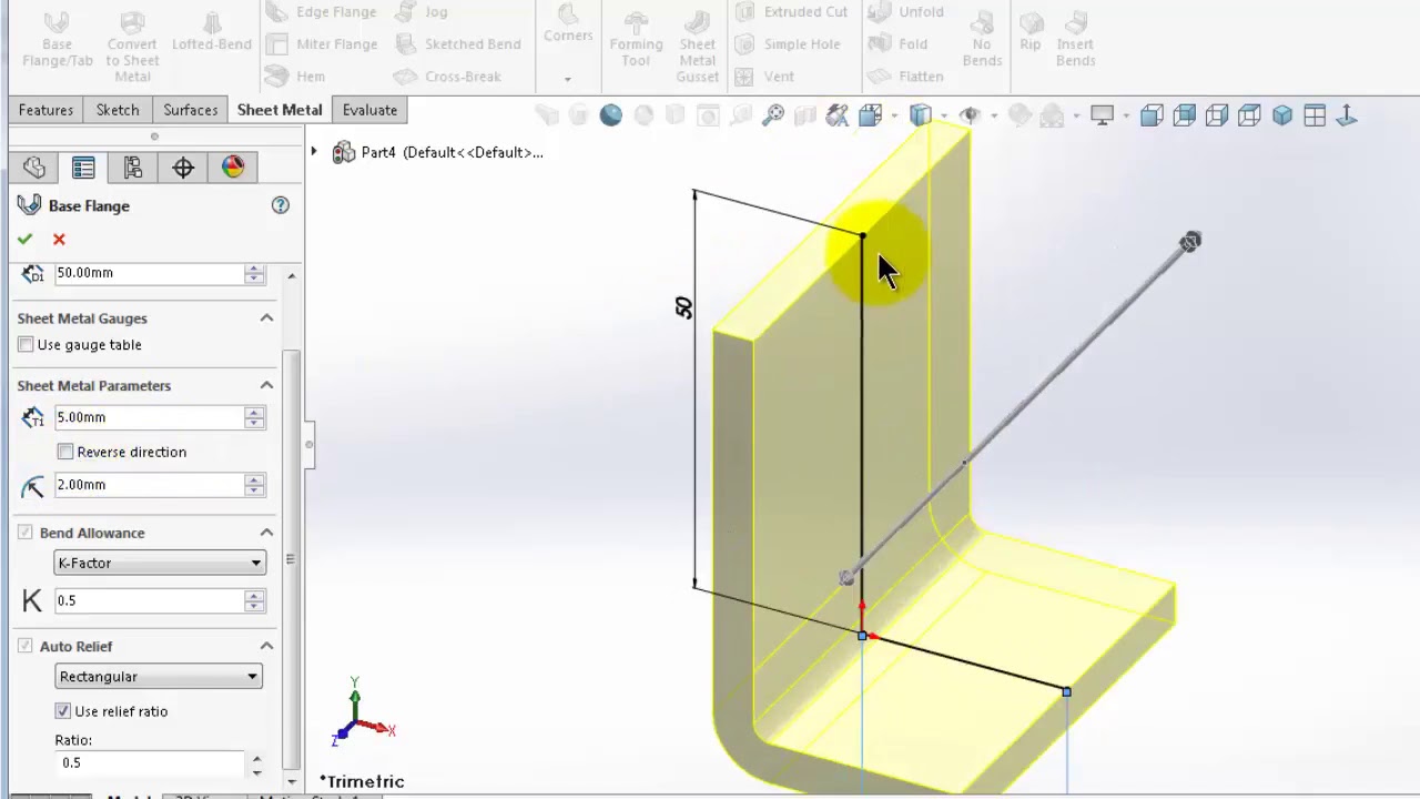 147 SolidWorks Sheet Metal tutorial Sheet design approaches, Base ...
