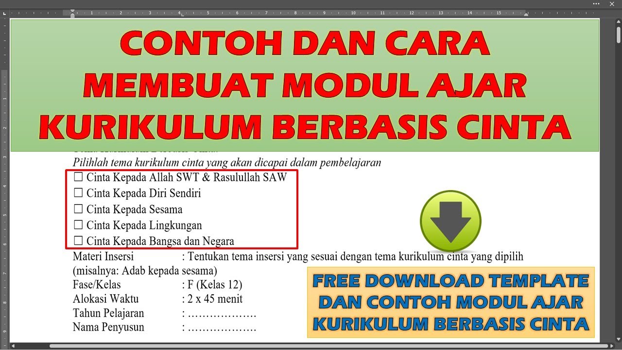 CARA CEPAT MEMBUAT MODUL AJAR KURIKULUM BERBASIS CINTA ~ FREE DOWNLOAD ...