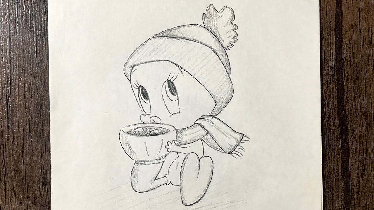How to draw Tweety | step by step pencil drawing for beginners | cute ...