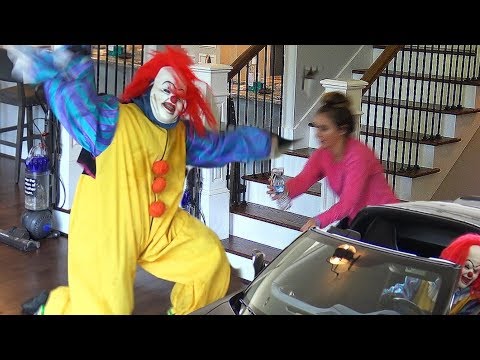 Scary Creepy Clown Steals Dad’s Car Then Gets Owned!
