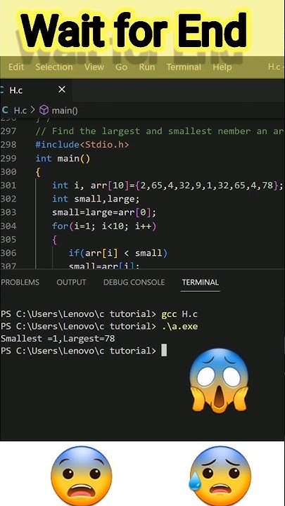 #shorts a program smallest and largest number using array😨 ll#youtubeshorts #shorts #coding # ...