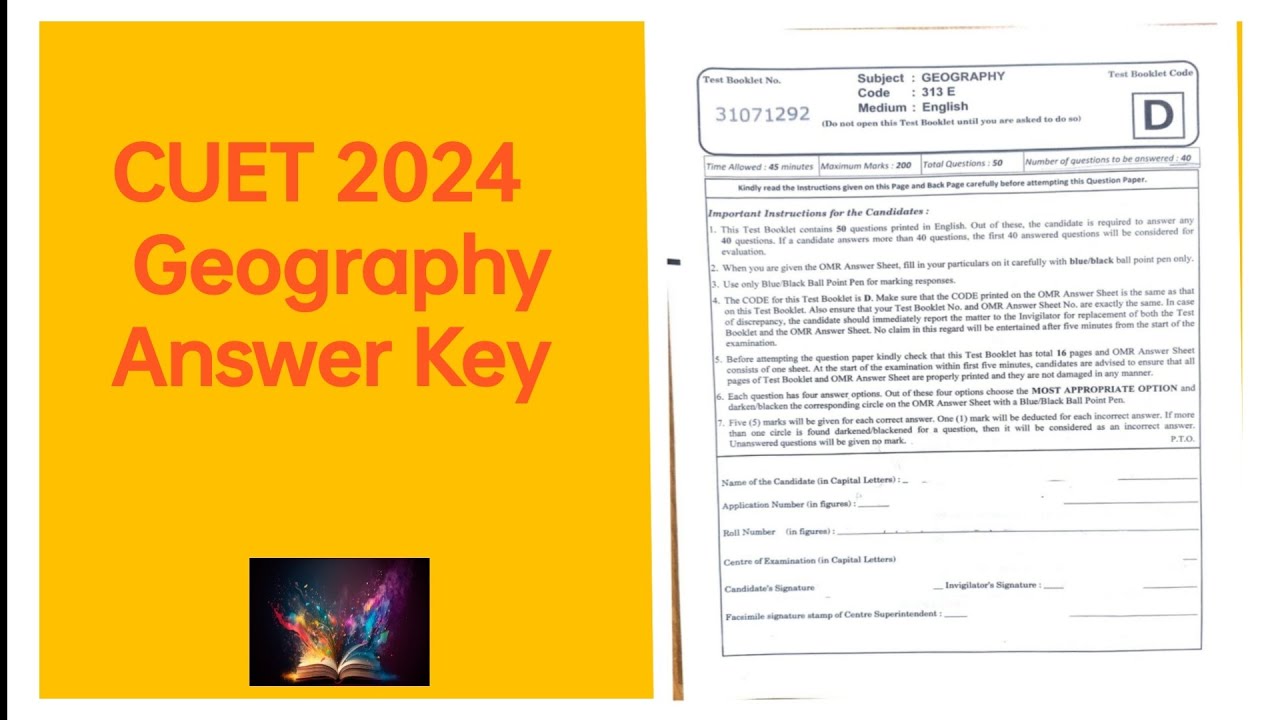 CUET 2024 Geography Answer Key #QUESTION PAPER #geography #answerkey # ...