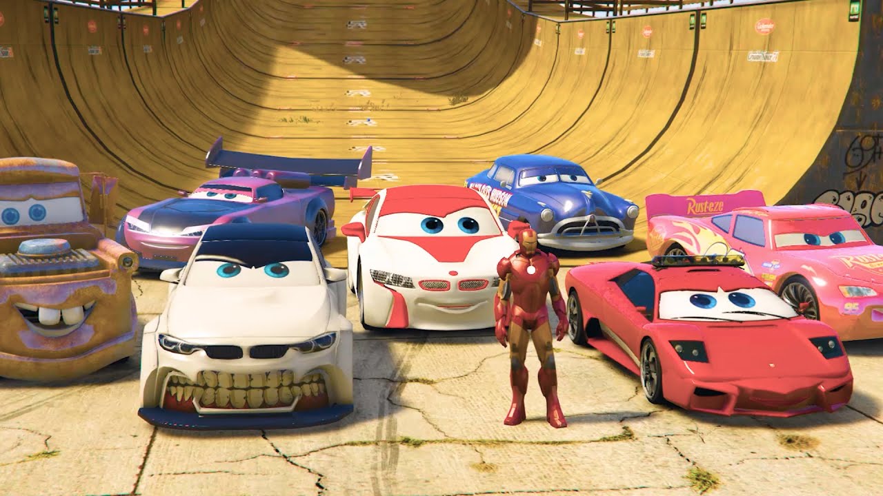 Ironman go to ramp Disney Cars Lightning McQueen Boost Hudson Hornet ...