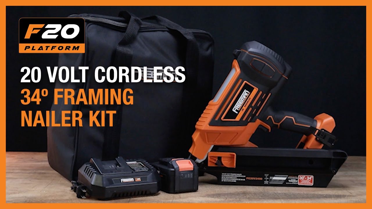 F20 PLATFORM Cordless 34º Framing Nailer | Freeman PE20V3490 - YouTube