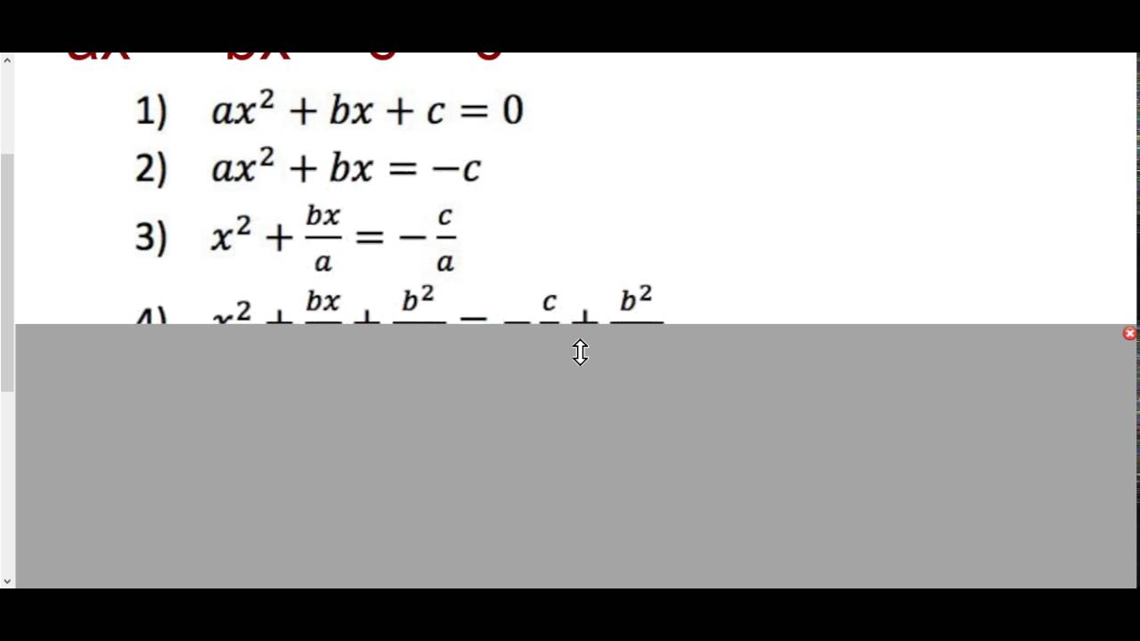 QUAD 5 Proof of Quadratic Formula - YouTube