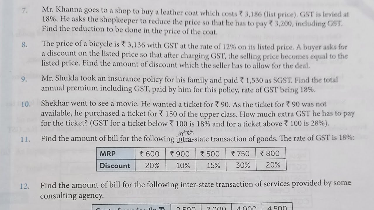 Icse class 10 maths chapter 1A GST - YouTube