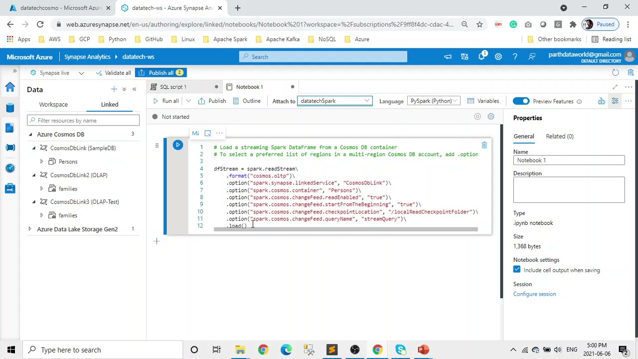 5. Integration of Azure Cosmos DB with Azure Synapse Analytics - YouTube