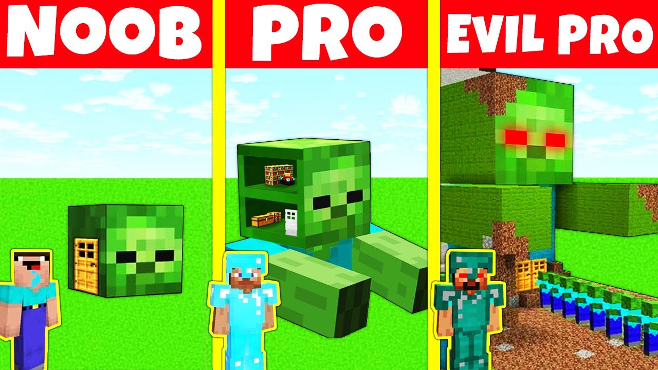 Minecraft Battle: NOOB vs PRO vs EVIL PRO: ZOMBIE HOUSE BUILD CHALLENGE ...