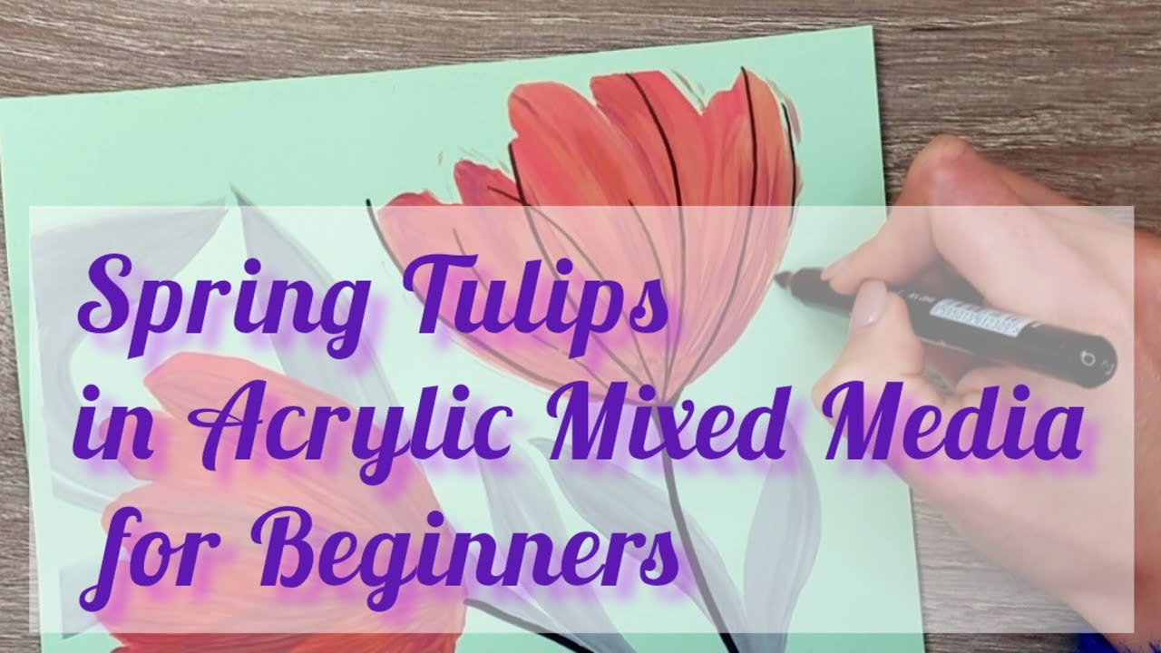 Tulips🌷acrylic painting/Acrylic painting tutorial for beginners/How to ...