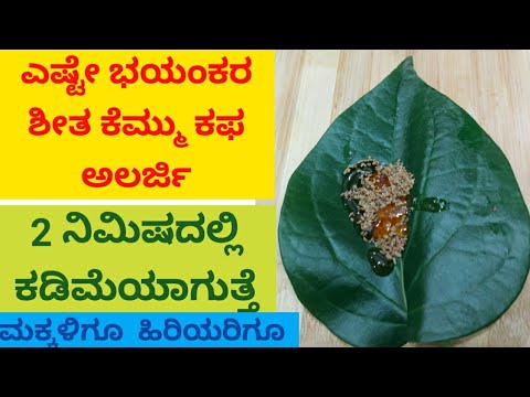 ನೆಗಡಿ ಶೀತ ಕೆಮ್ಮು ಕಫ ಅಲರ್ಜಿ ಗ್ಯಾಸ್ 2 ನಿಮಿಷದಲ್ಲಿ ಮುಕ್ತಿ Home remedy for cough drycough cold in kannada