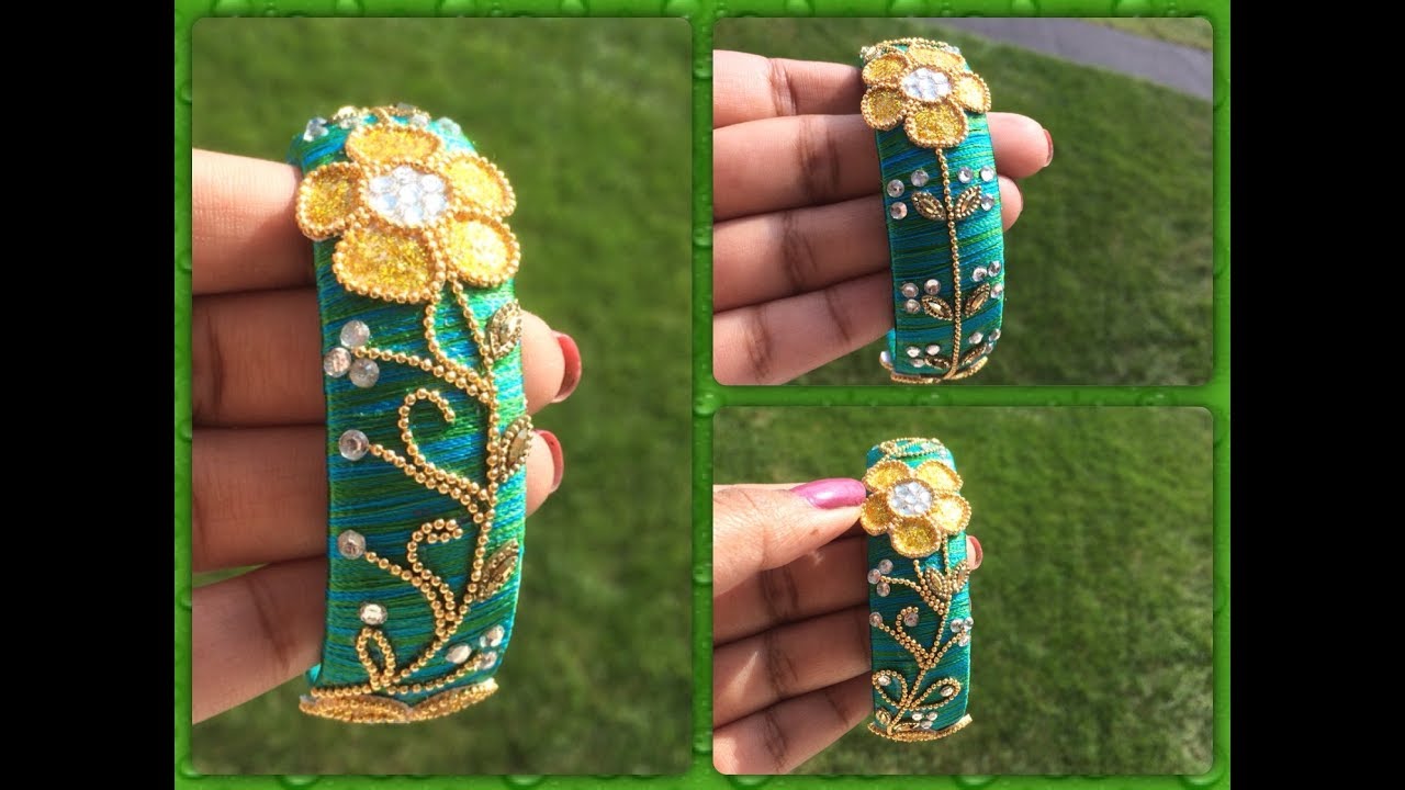 How to make designer silk thread bangle easy step by step tutorial - YouTube