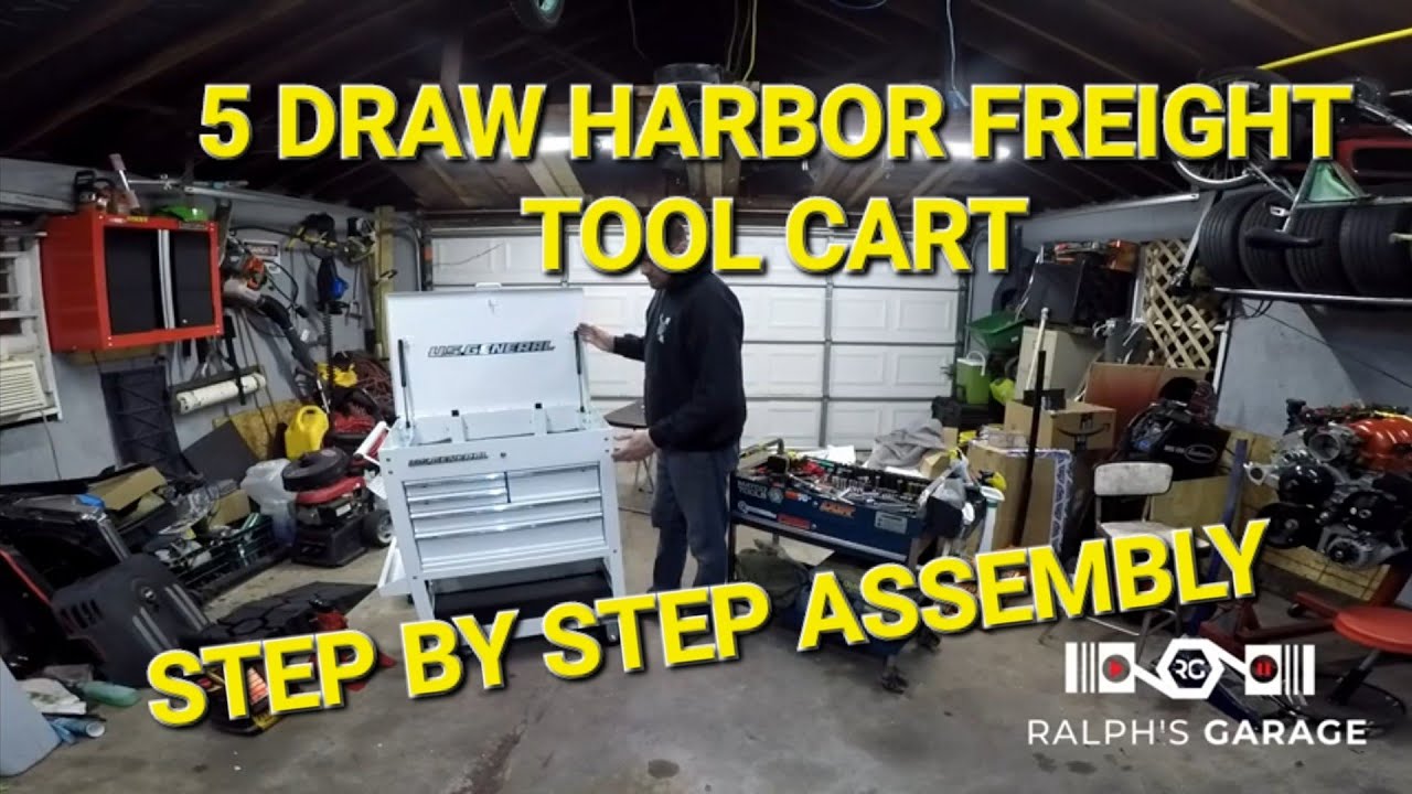 5 Drawer Harbor Freight tool cart assembly - YouTube