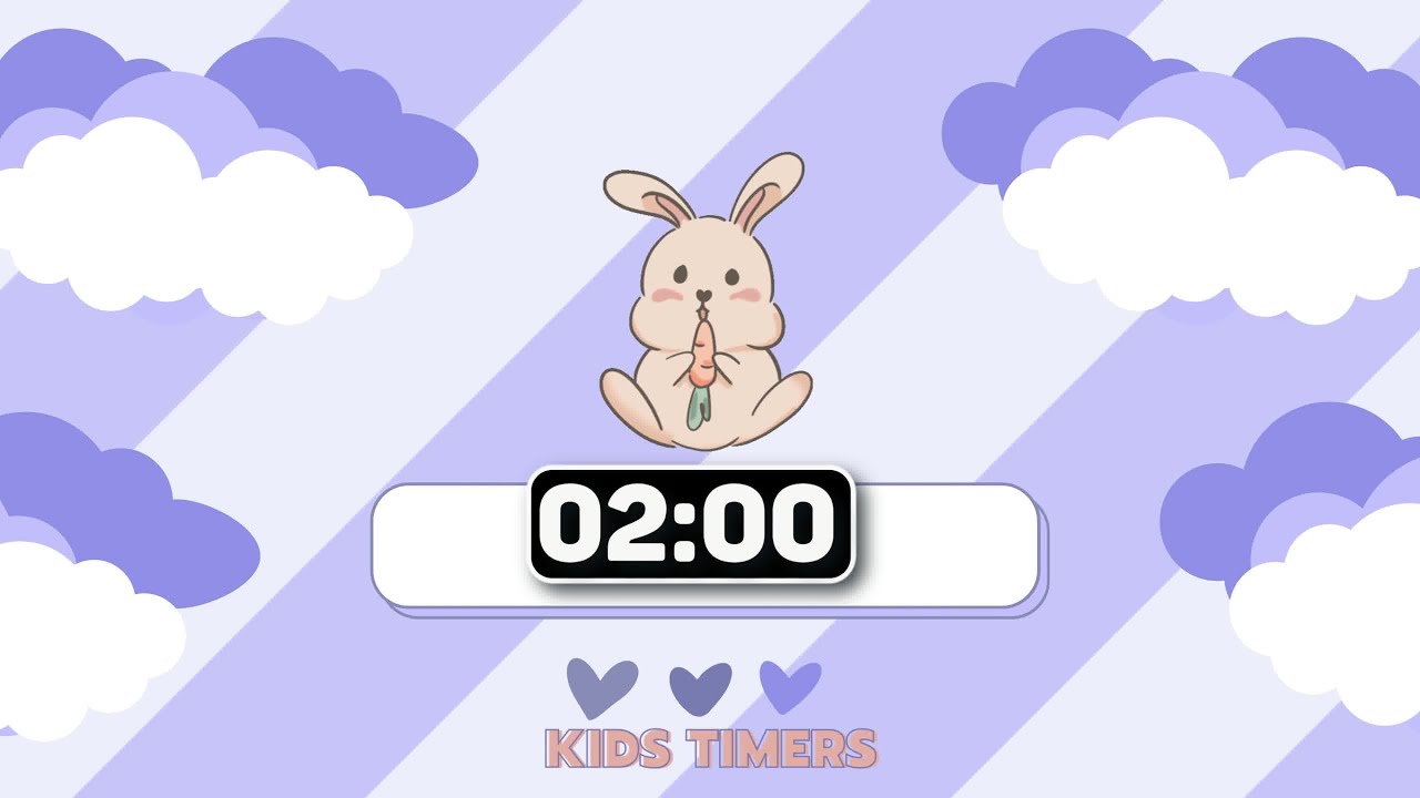 🐰 Cute Rabbit 2 Minute Timer with Kids Music & Alarm! 🎶 | Fun Countdown ...