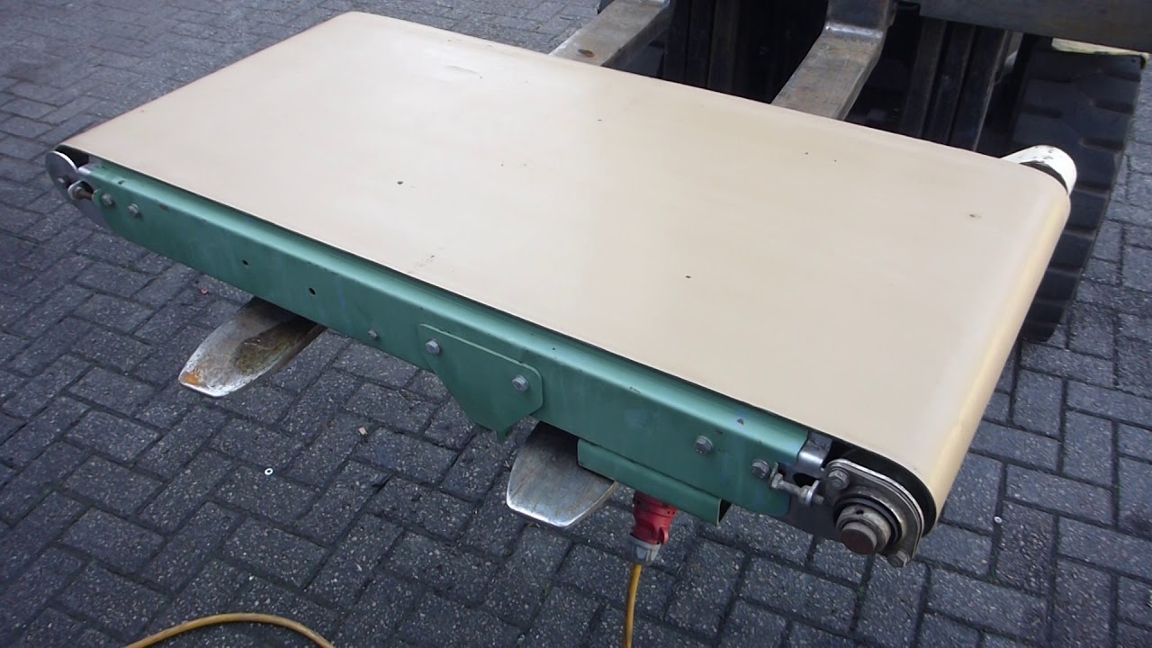 Transportband gebruikt met PVC band en aandrijving - YouTube